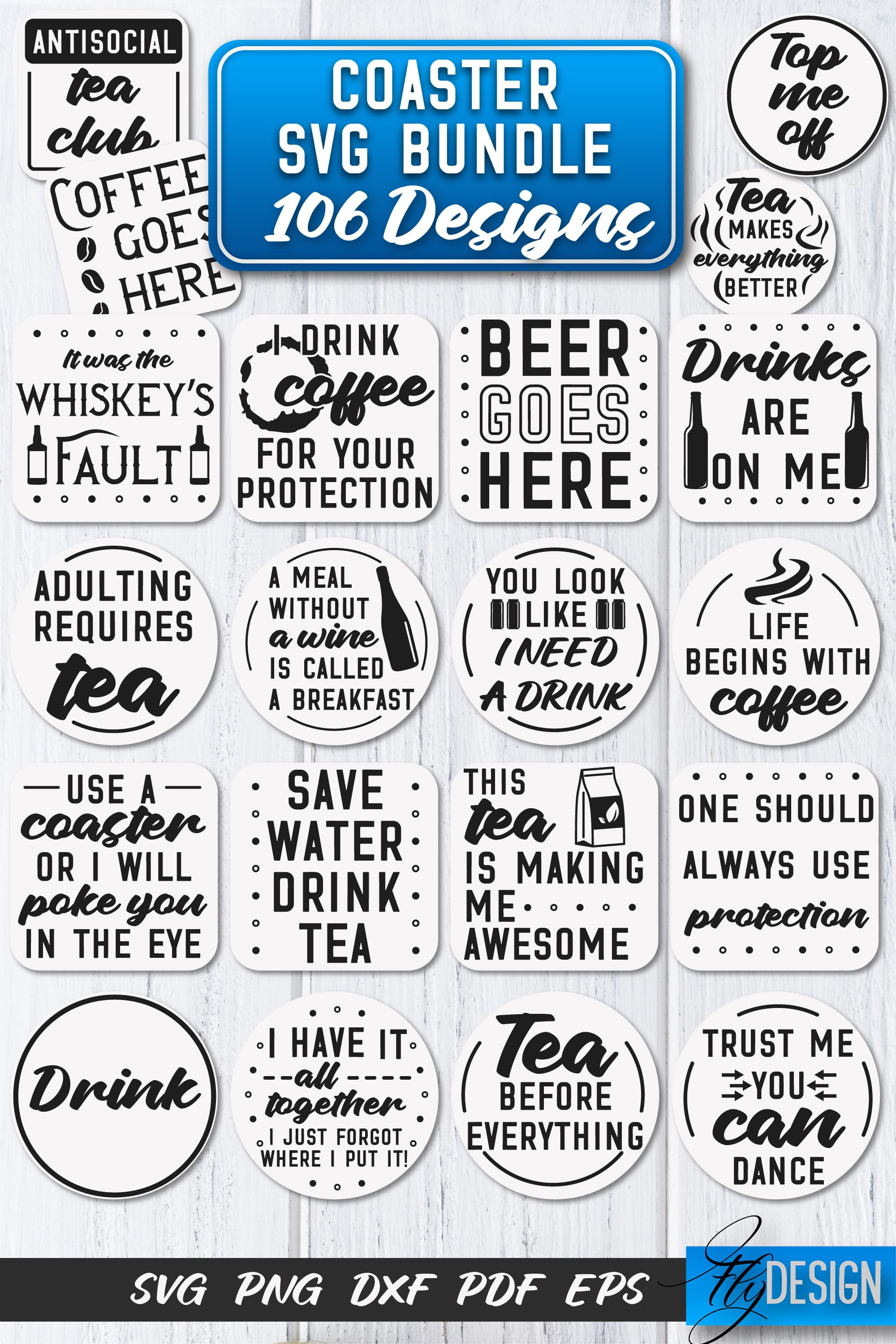 Coasters SVG Bundle | Round Coaster Designs | Square Coaster