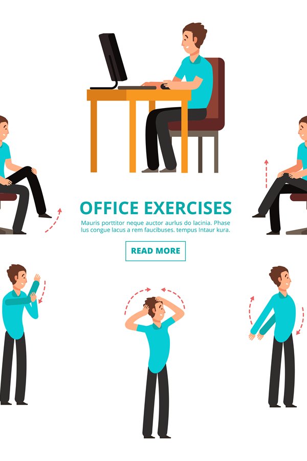 Office exercises info of set vector illustration