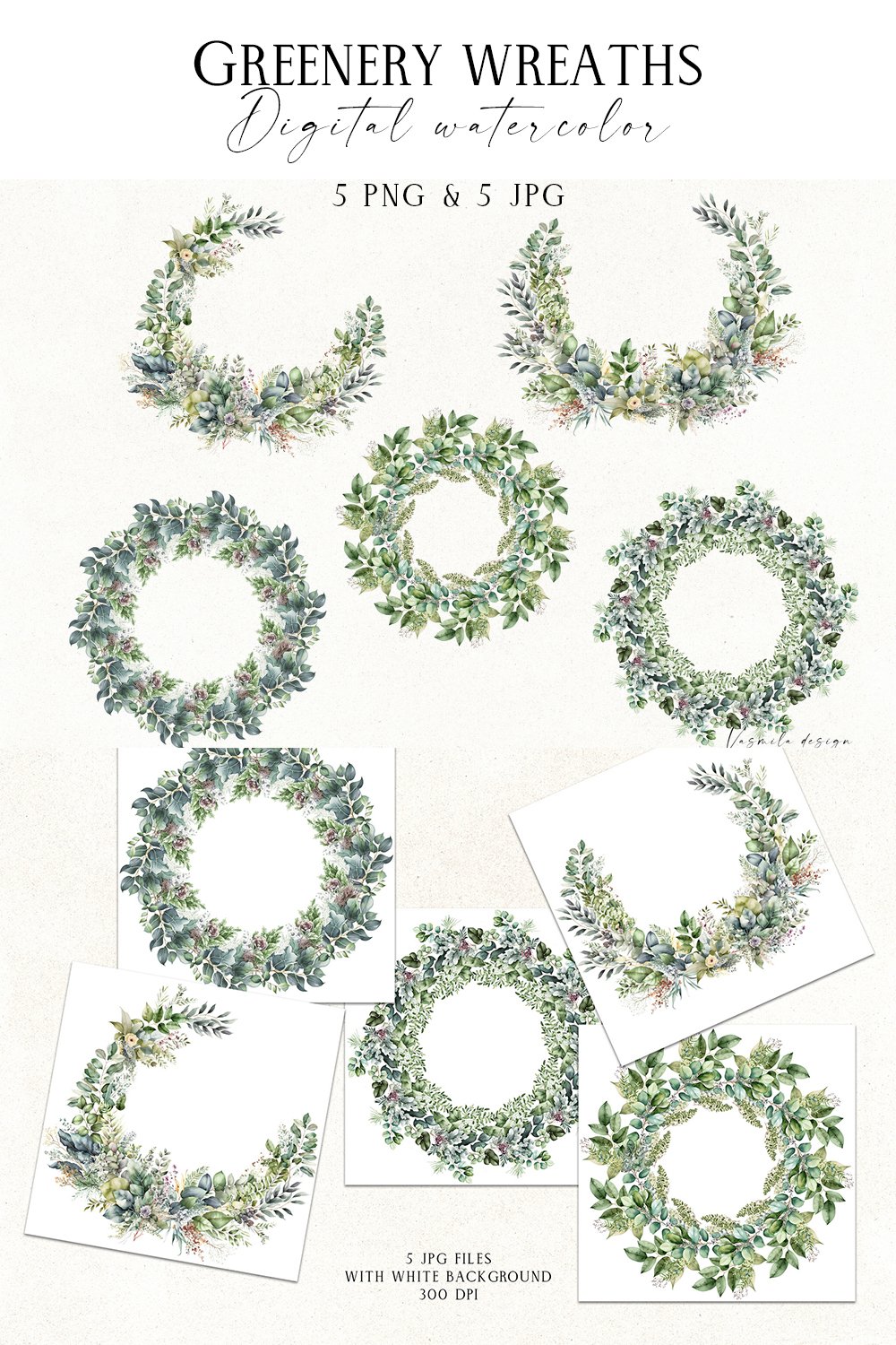 Watercolor Greenery Wreaths (2540836)