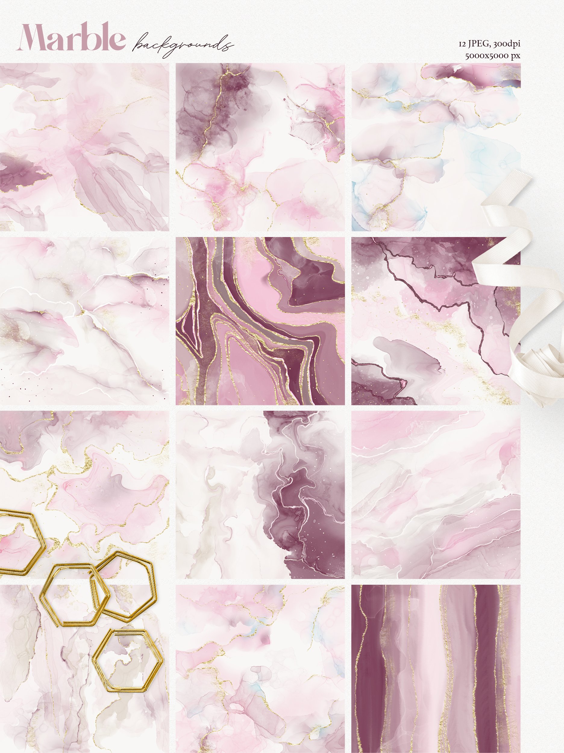 Charming marble textures, backgrounds and borders