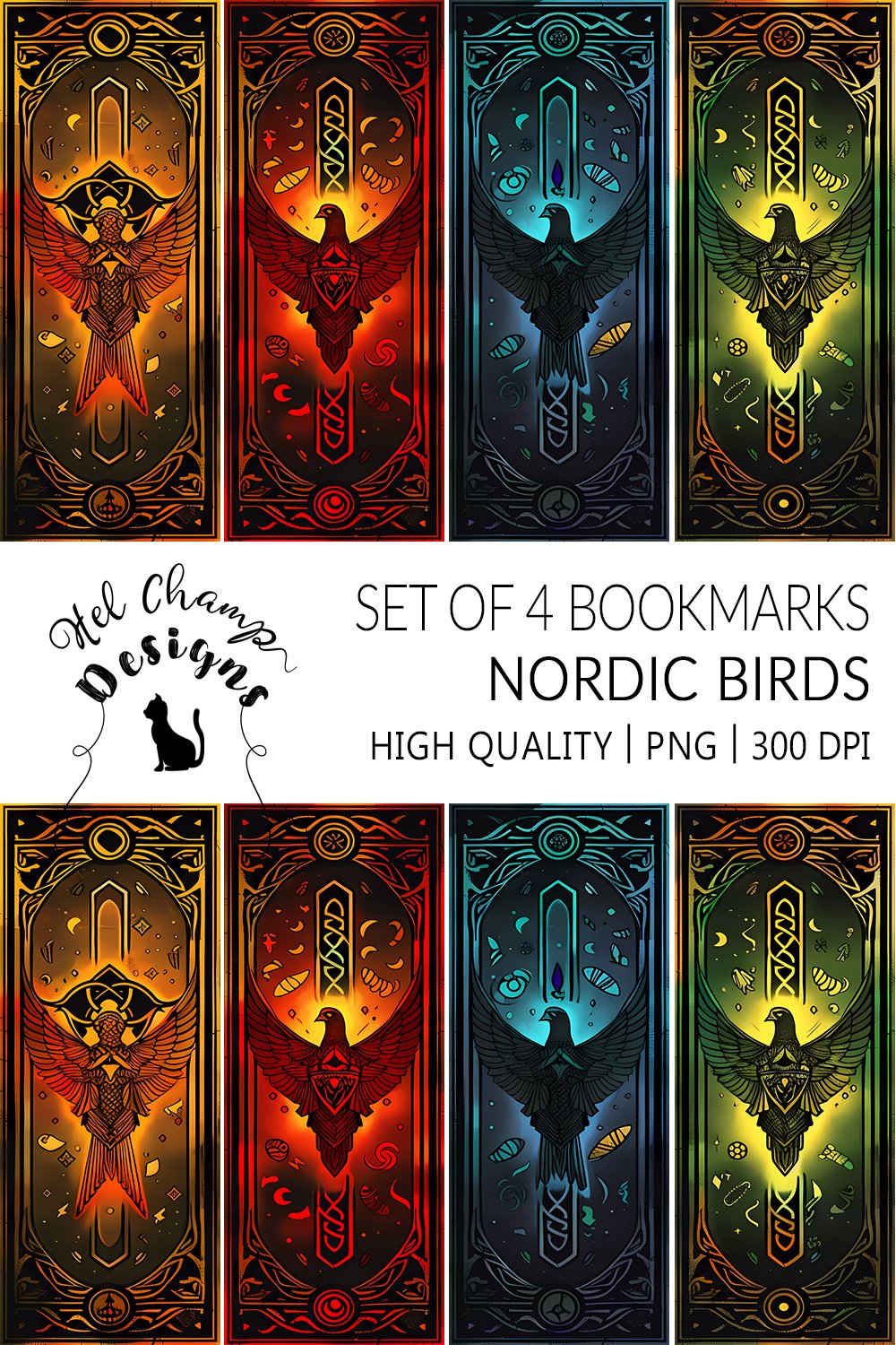Bookmarks nordic art birds and princesses sublimation