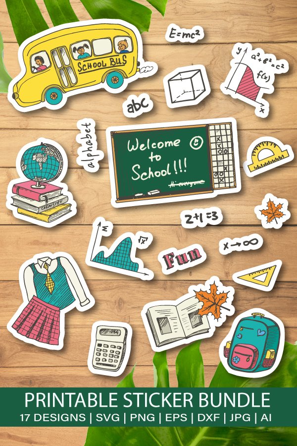 Back to school Printable Stickers for Cricut, Teacher SVG