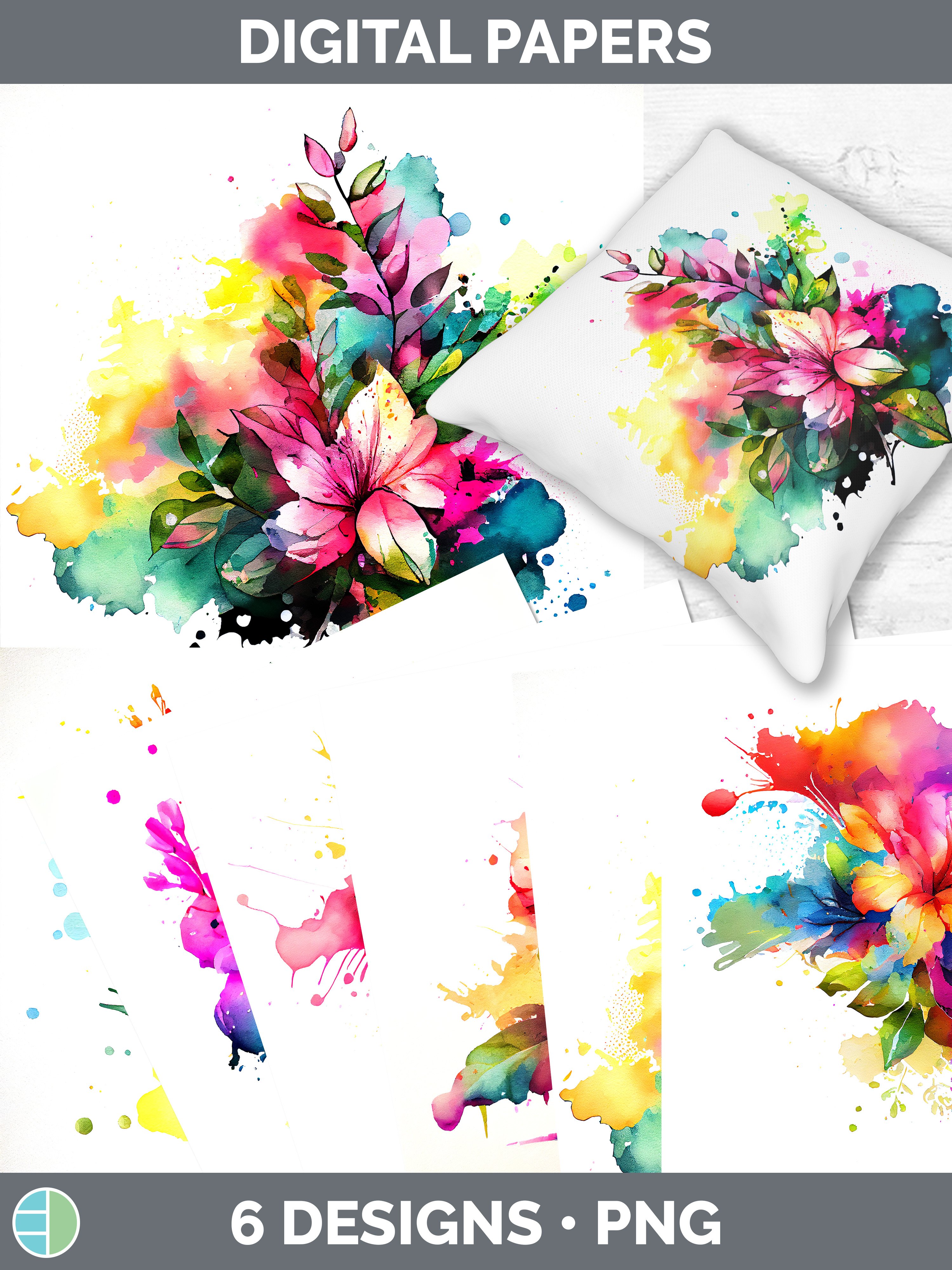Rainbow Azalea Flowers Paper Backgrounds | Digital Scrapbook