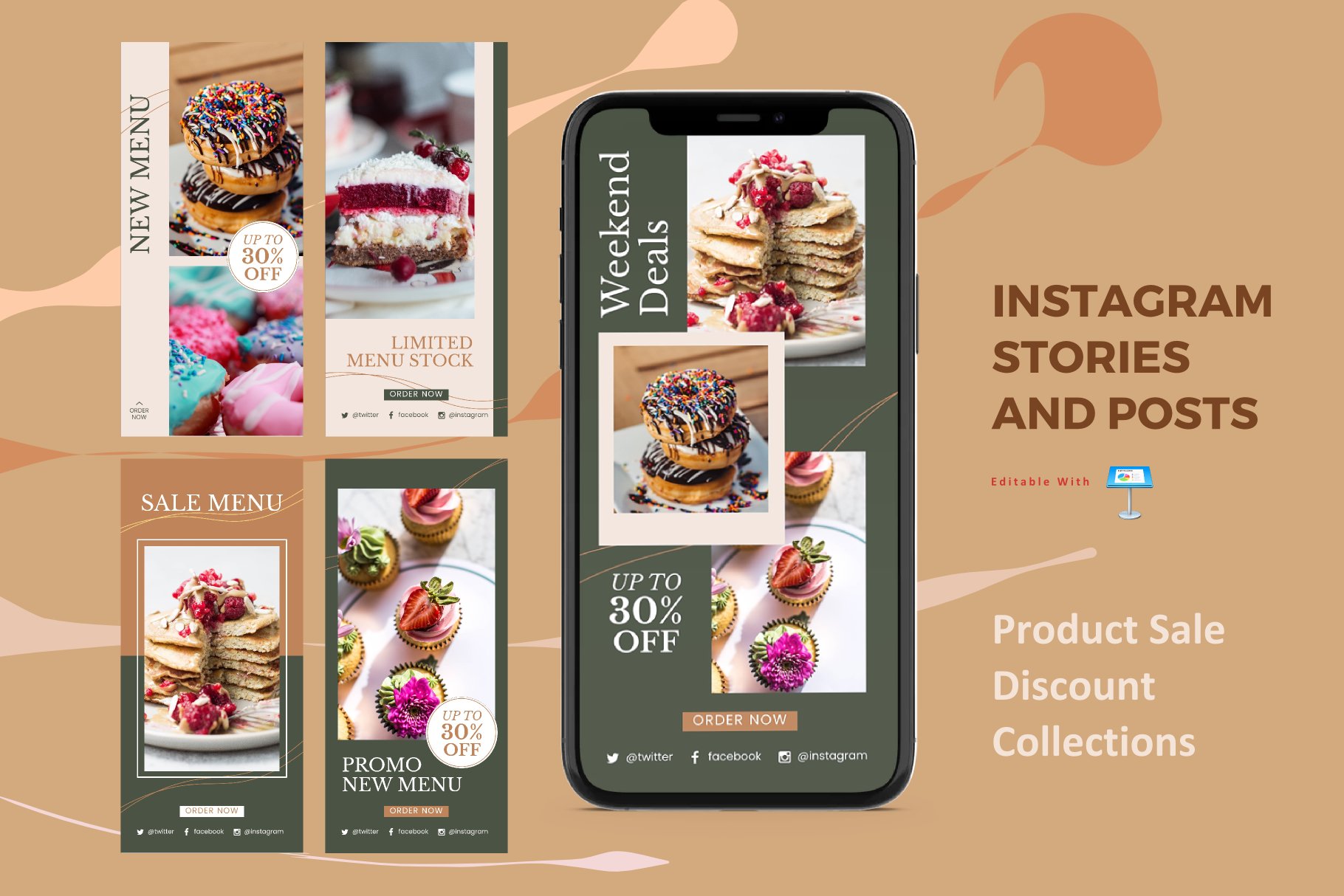 Discount deal instagram stories and posts keynote template