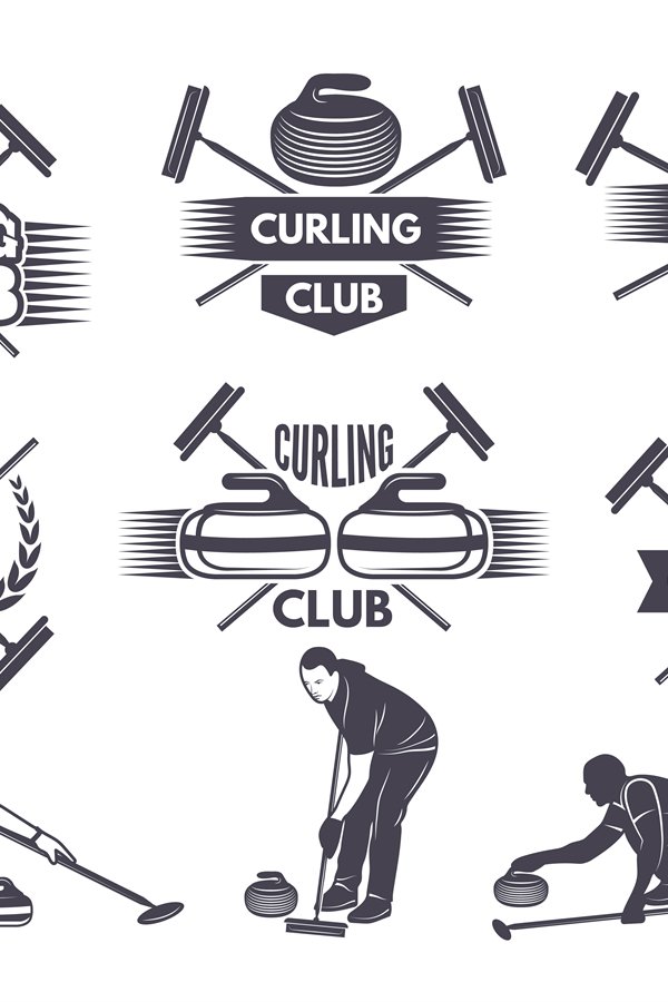 Labels for curling sport team