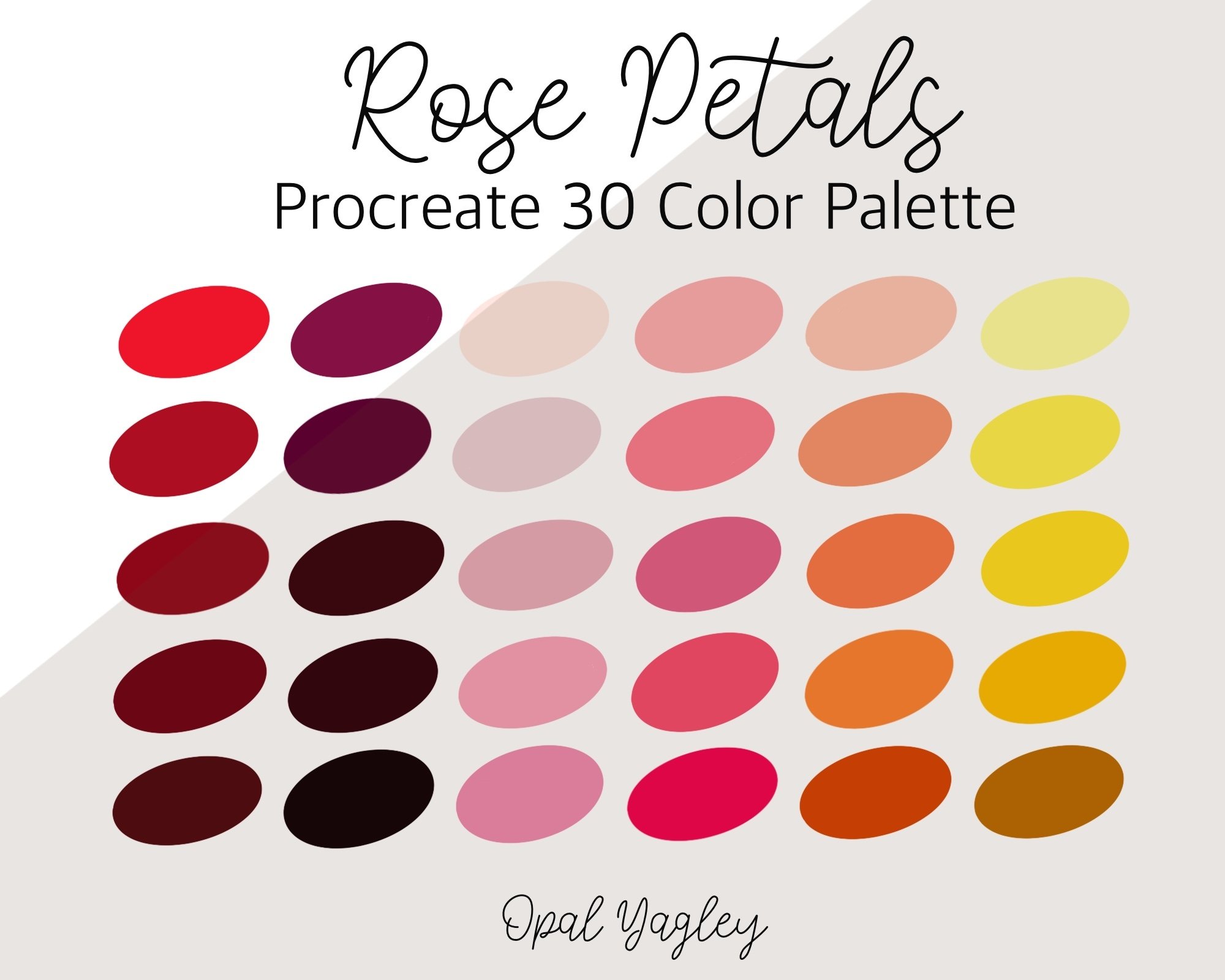 Rose Petals Procreate Color Palette / 30 Roses Colors