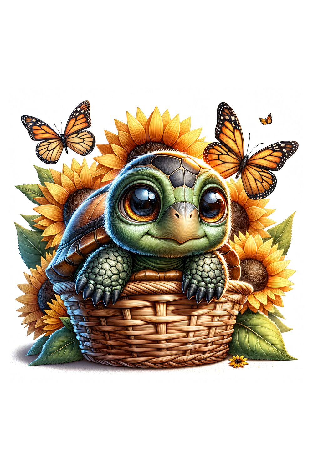 Cute Turtle with Sunflowers JPG File (3550416)