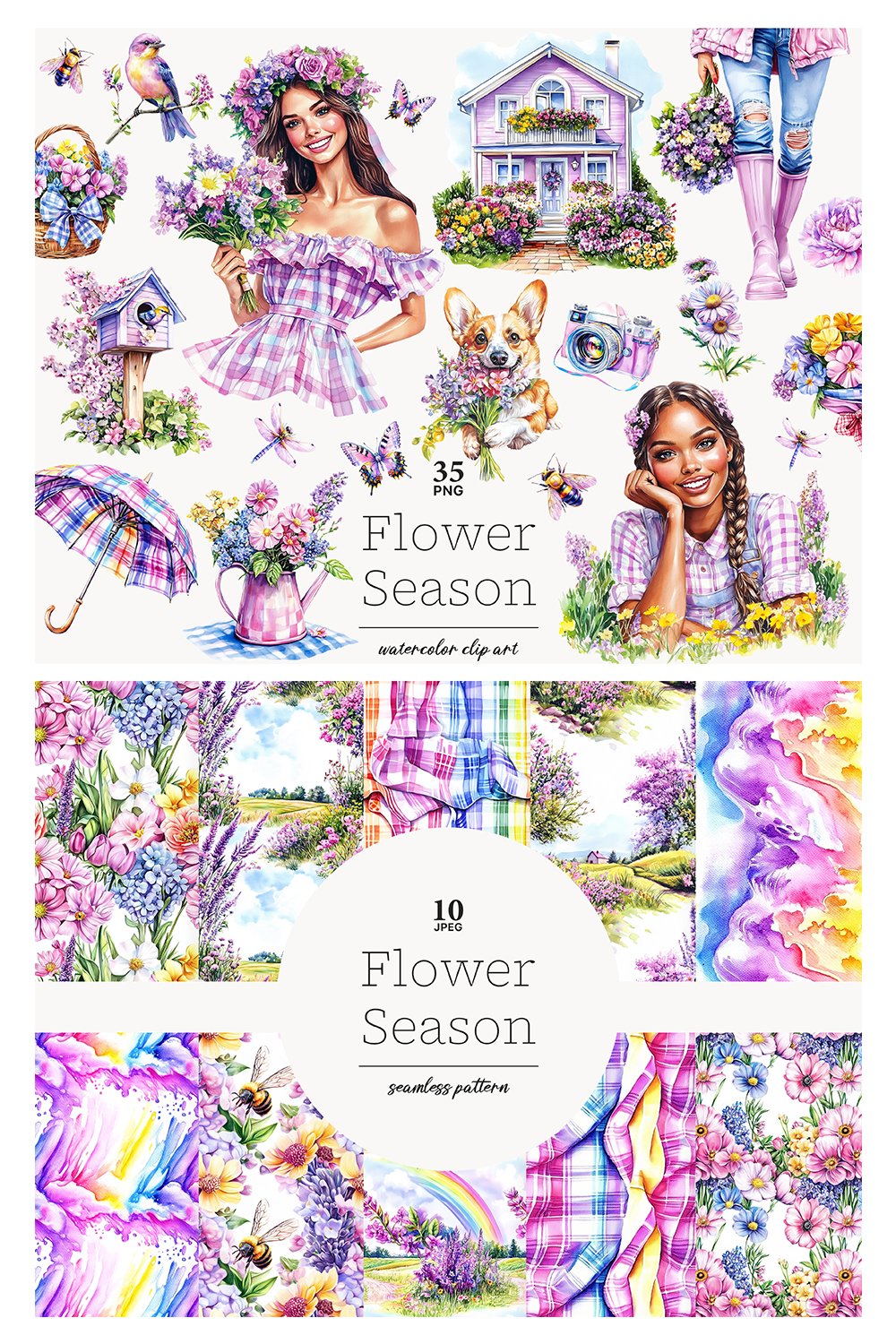 Spring Seamless Pattern Bundle | Blossom Digital Paper Set