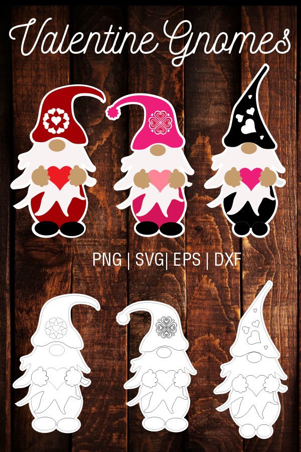 Valentine's Day Gnomes with hearts for stickers
