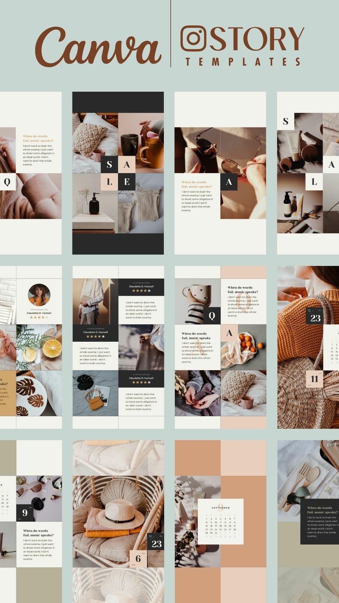 Instagram Template Canva Stories Calendar Social Media Pack