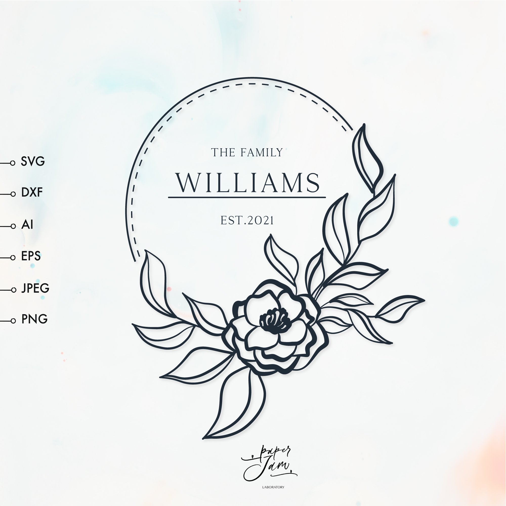 Wedding monogram frame svg Floral wreath svg Floral frame