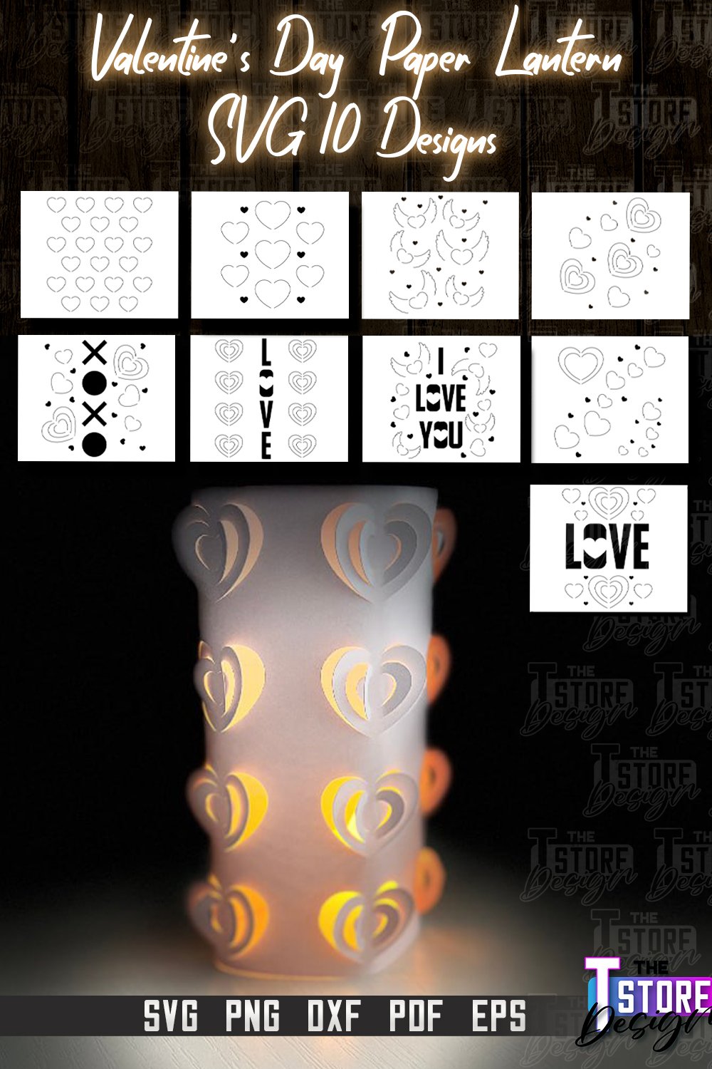 3d Valentines Day Lantern|Paper Lantern SVG Bundle|Valentine