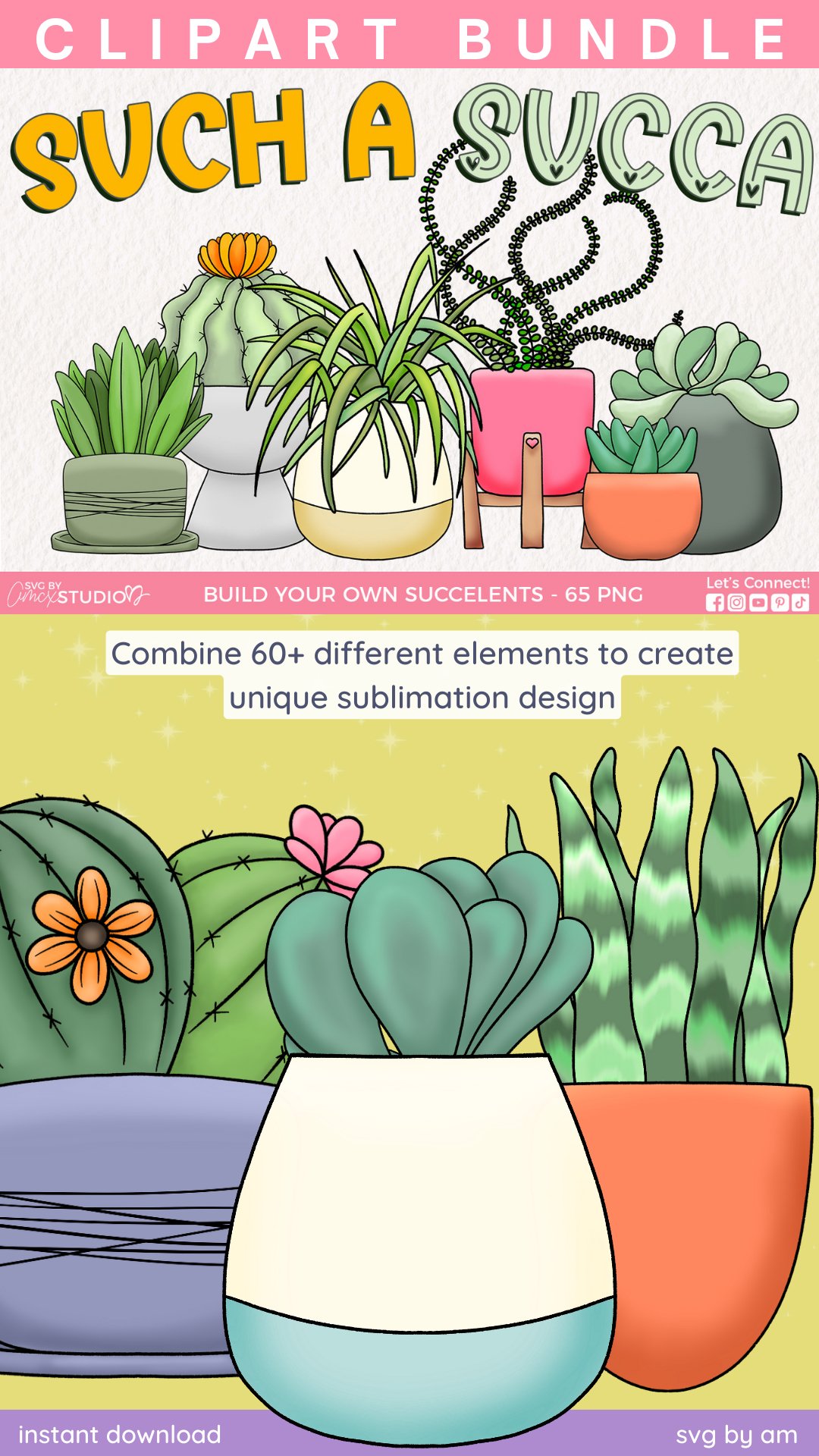 Succulent Clipart, Succulent Sublimatiom Bundle