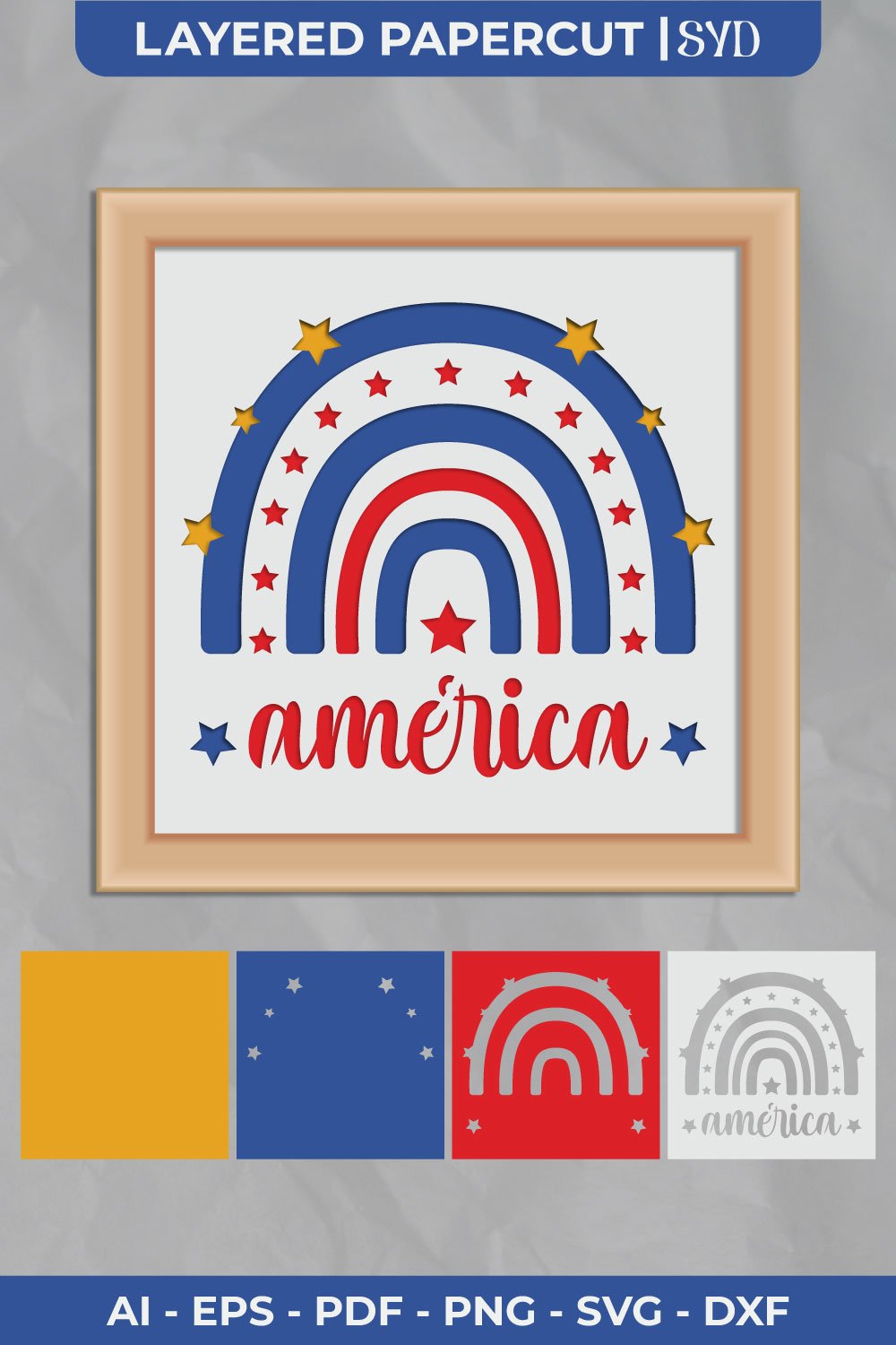 America Rainbow 3D Shadow Box