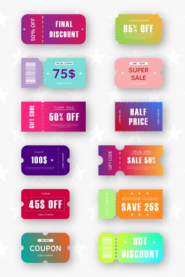 Promo code. Vector Gift Coupons. (1468616)