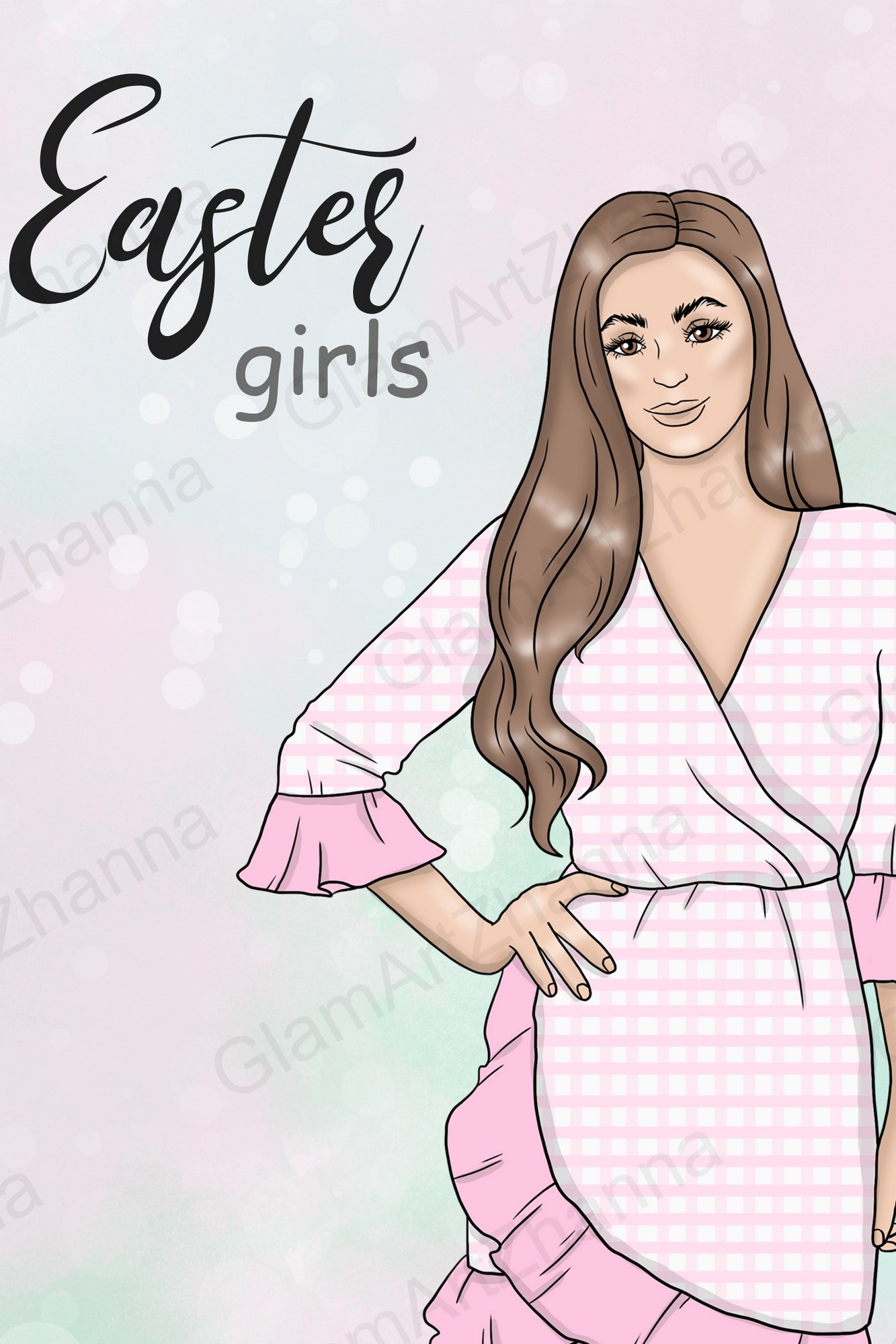 Easter GIRLS Rabbit Fashion Clip Art Planner (823596)