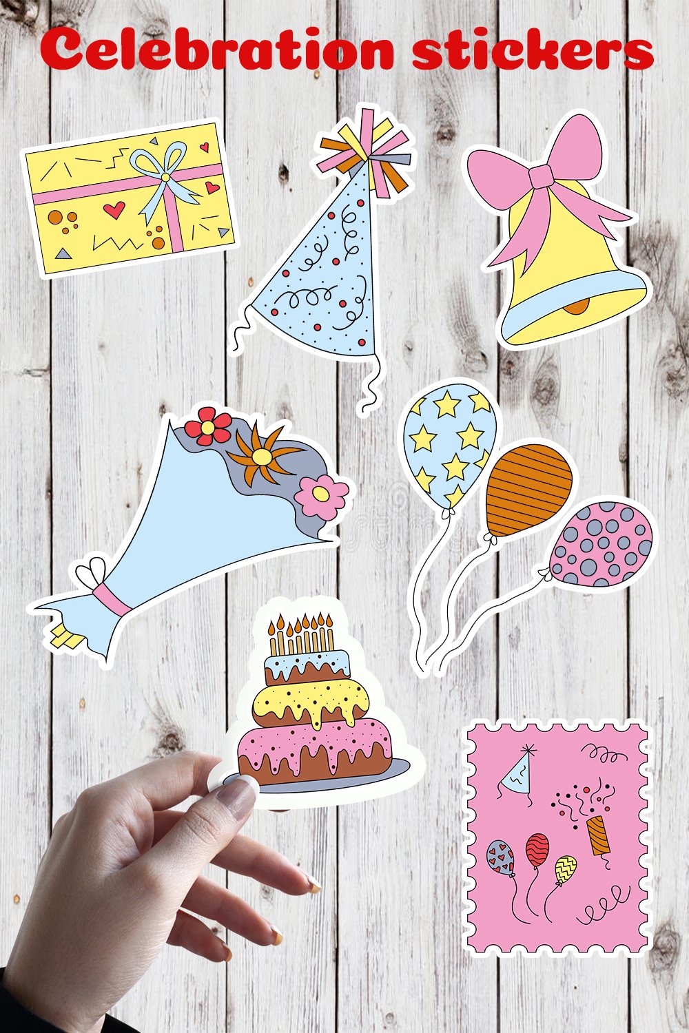 Celebration stickers. Stickers for holidays. PDF stickers