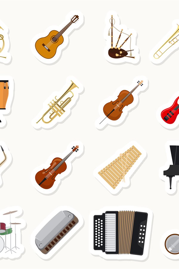 Musical instruments stickers set