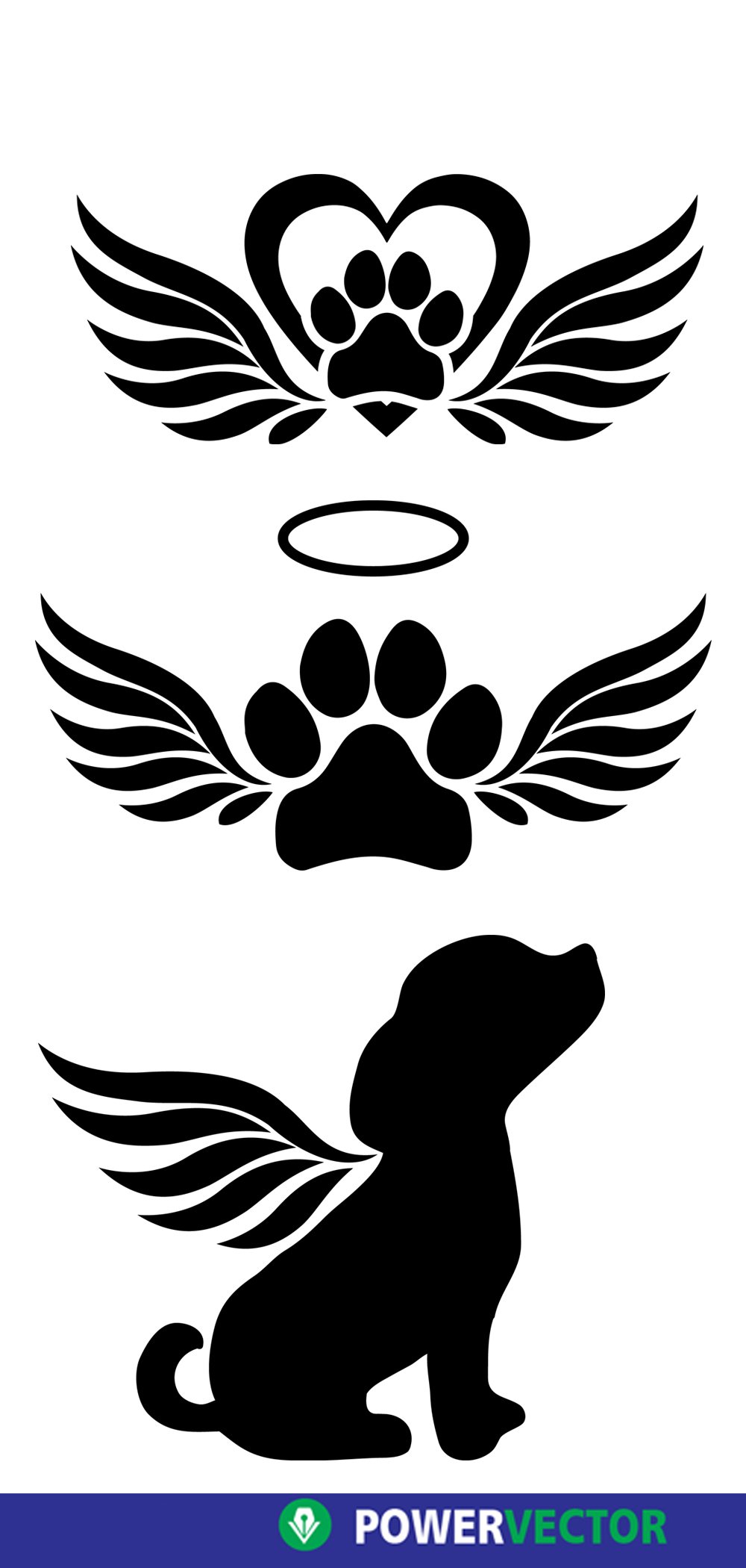 Dog Memorial Svg, Angel Dog Silhouette