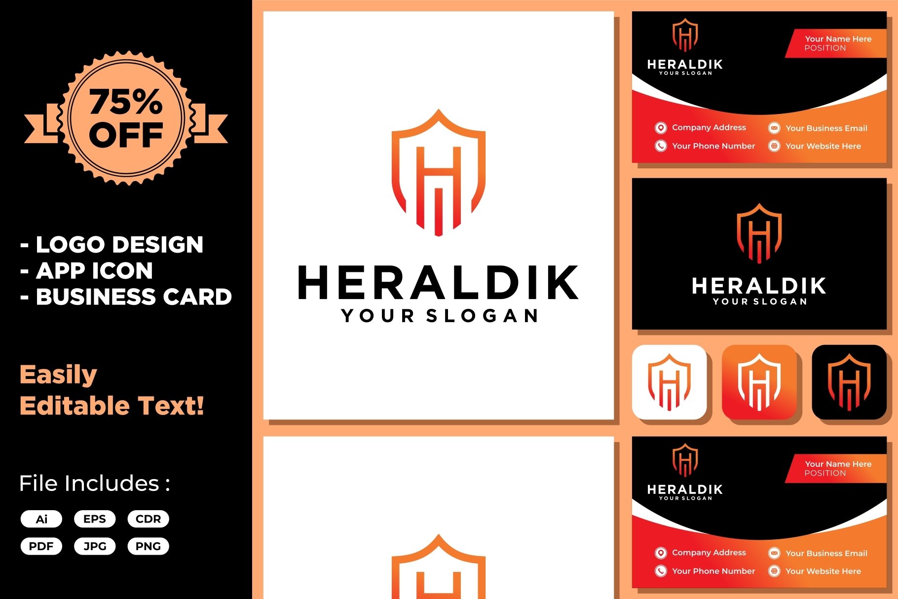 Letter H Shield Security Guard Logo Design