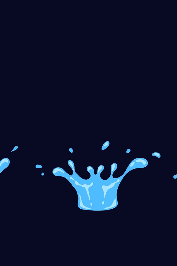 Cartoon water drop splashes and ripples animation sprite she
