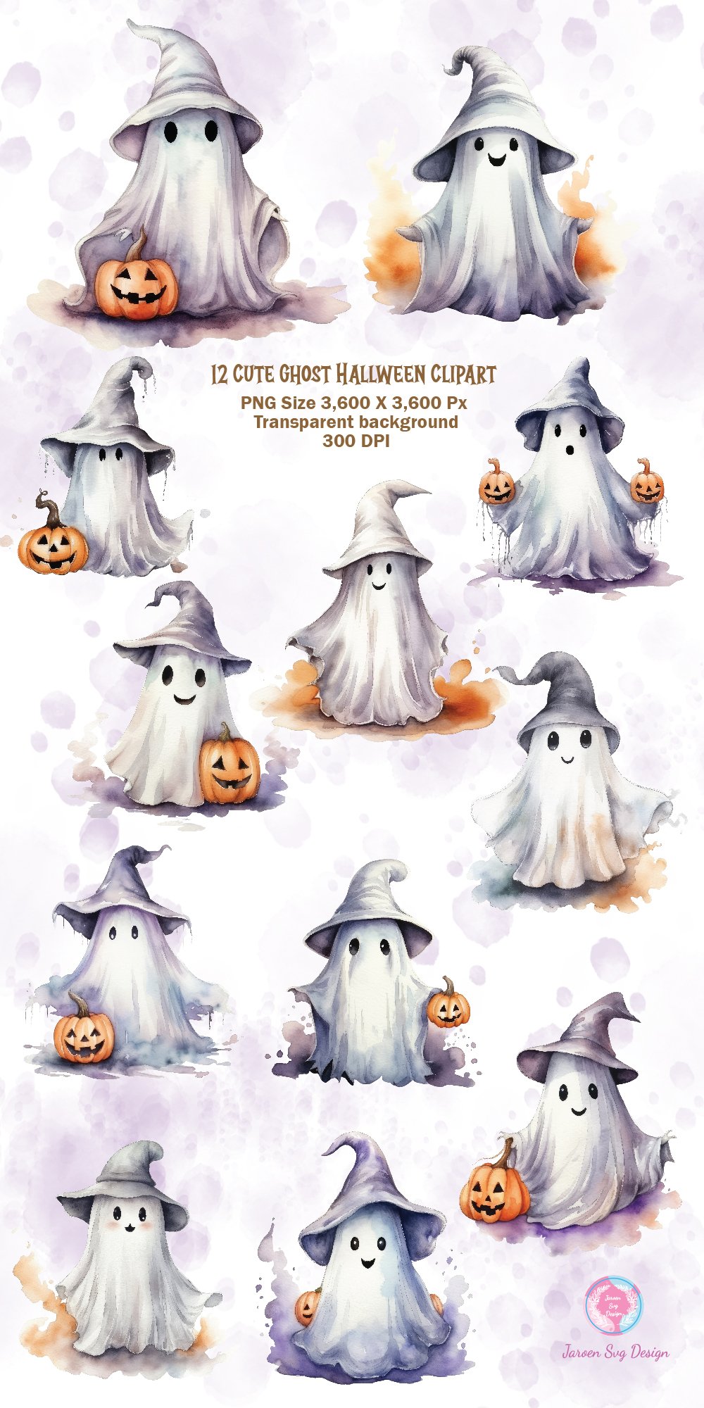Watercolor Cute Spooky Halloween Cliparts