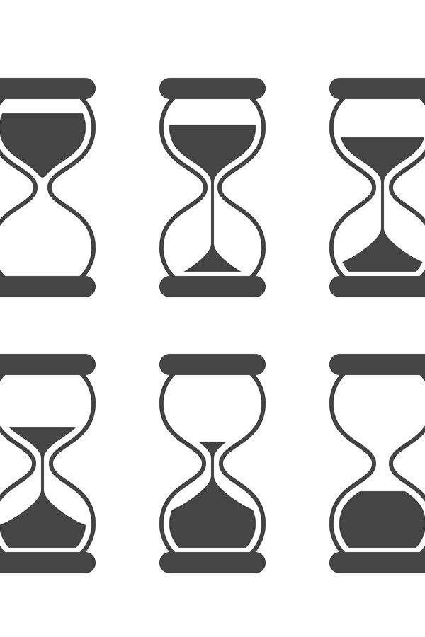 Sands of time, hourglass vector isolated symbols. Old sand c