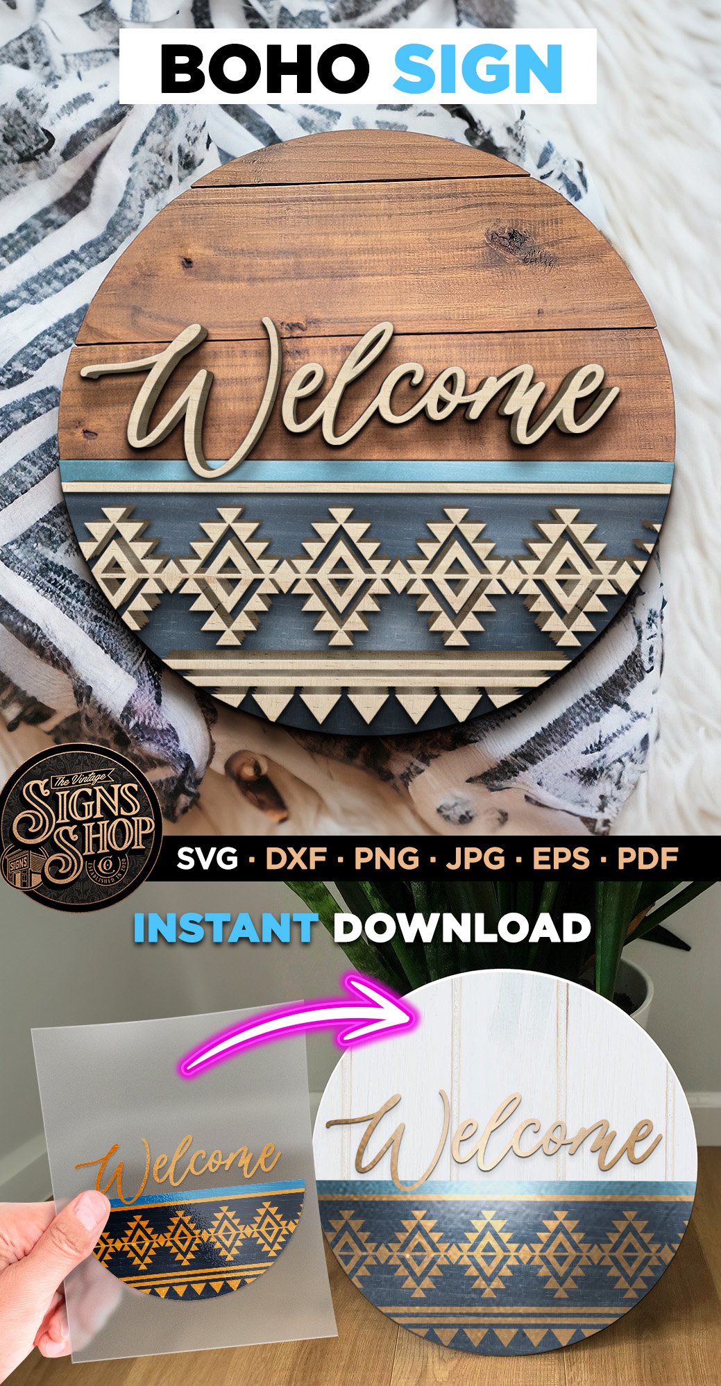 Boho and Farmhouse SVG Round Signs