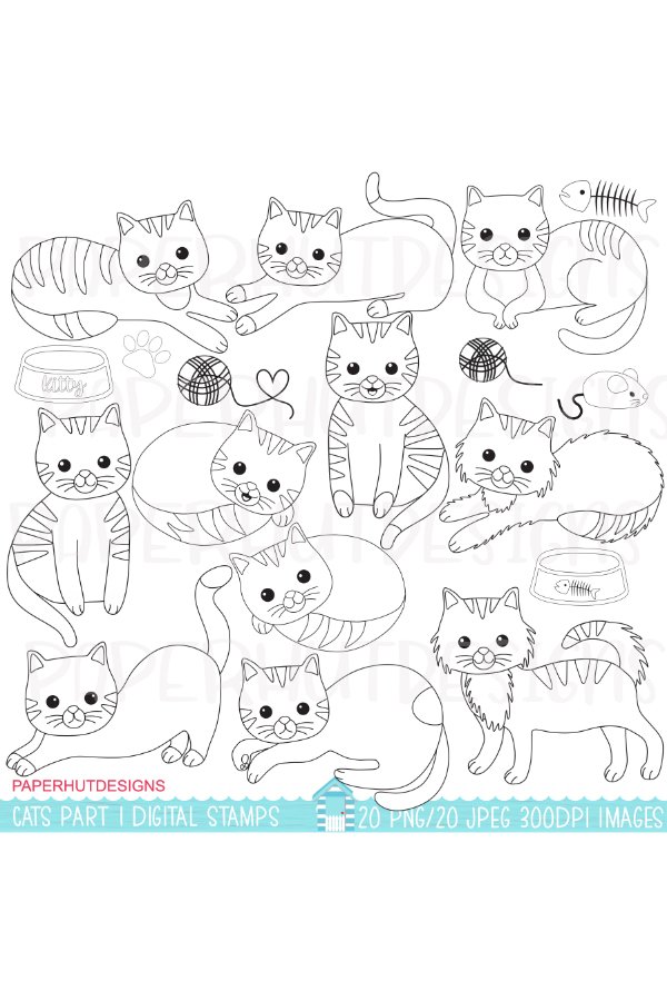 Cat Digital Stamps|Kitten Digital Stamps|Cat (1177092)