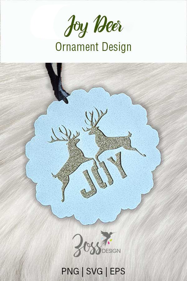 Deer Joy Reindeer Christmas design for Tags or oraments