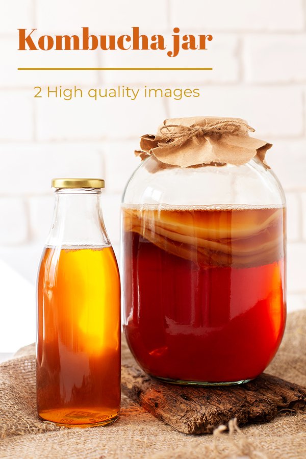 Kombucha tea bundle with glass jar and bottle