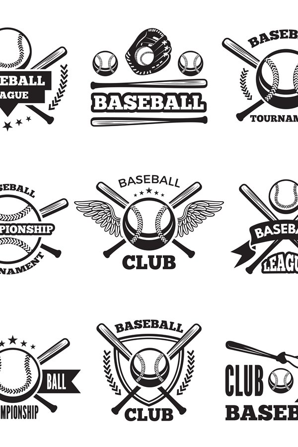 Baseball logos set in vector style