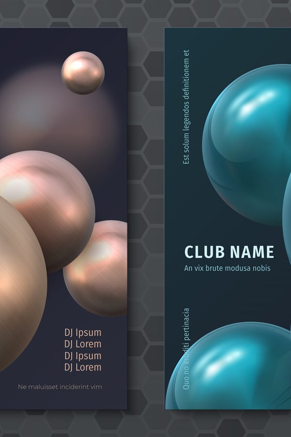 Abstract sphere poster. Modern brochure with realistic 3D pl