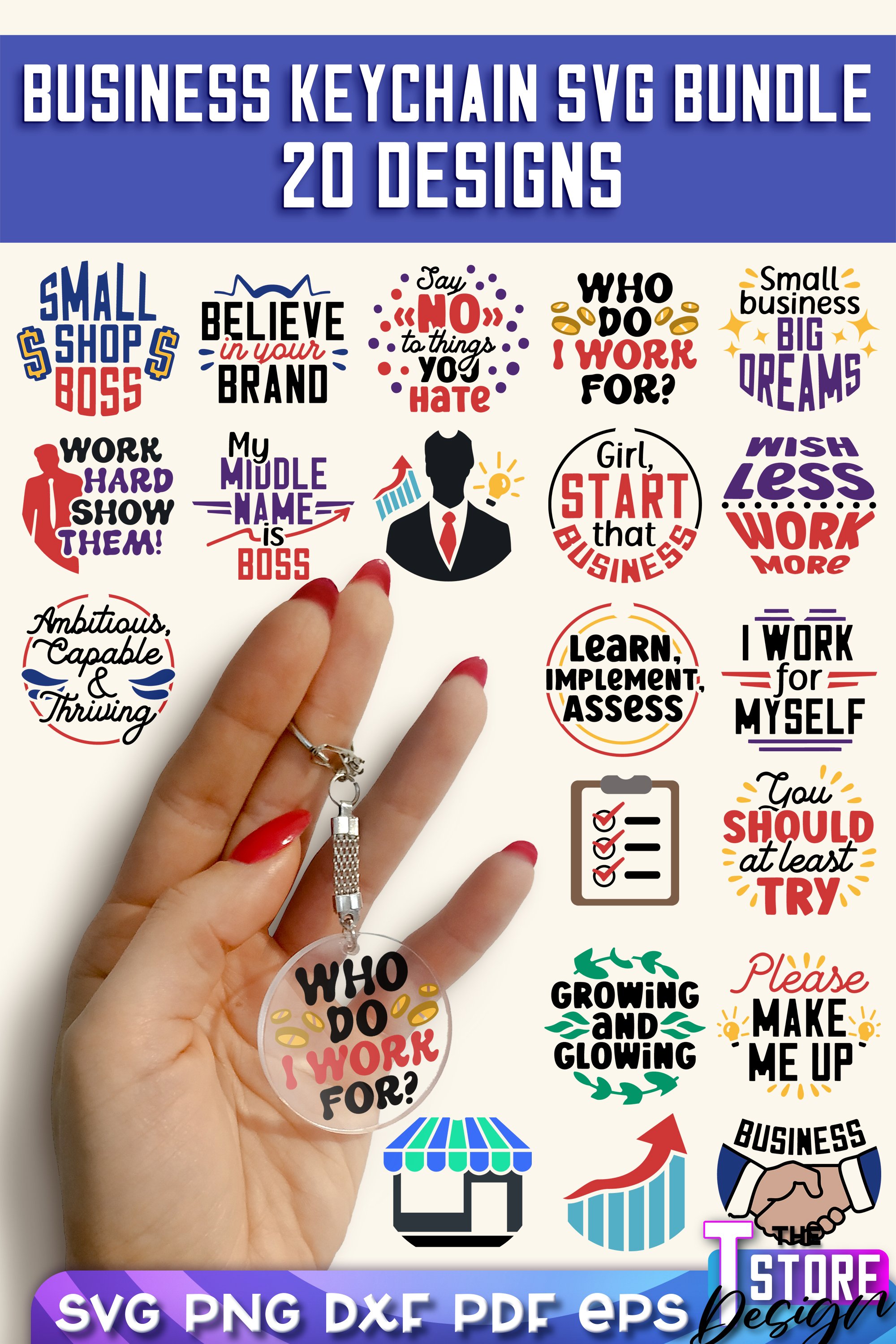 Business Keychain SVG Bundle | Business Quotes SVG | Round