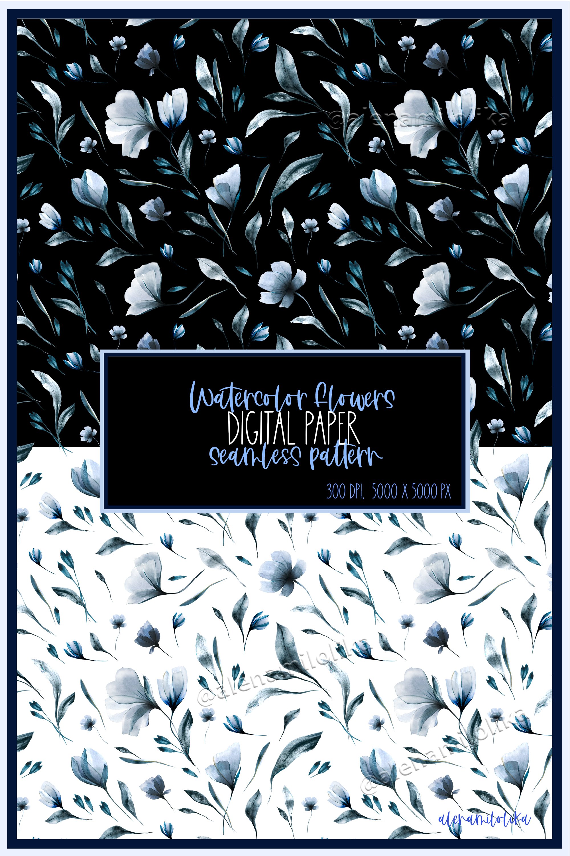 Seamless floral watercolor pattern. Flower Digital paper.