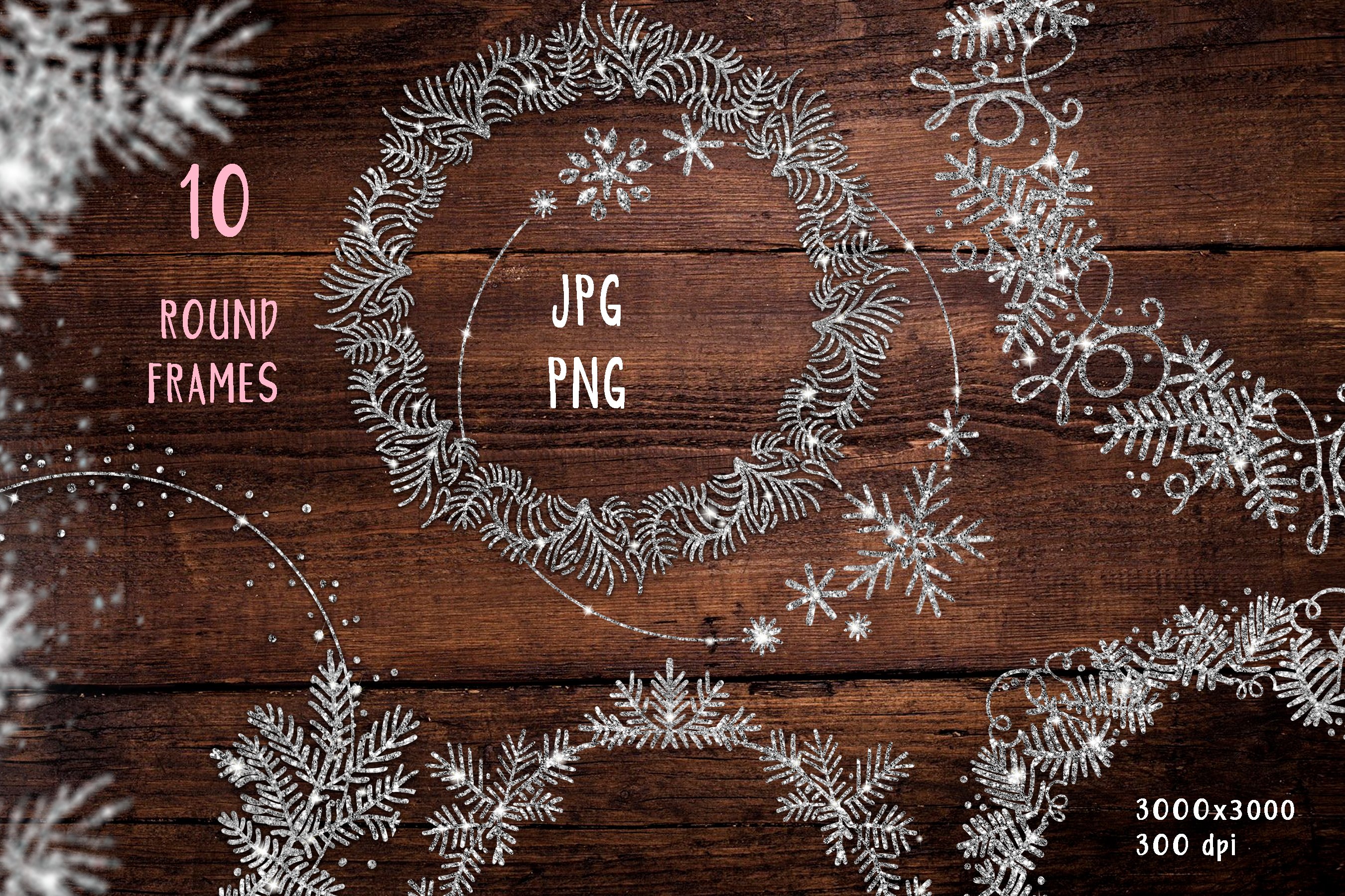 Christmas Round Frames/Sublimation Silhouette and Sequins