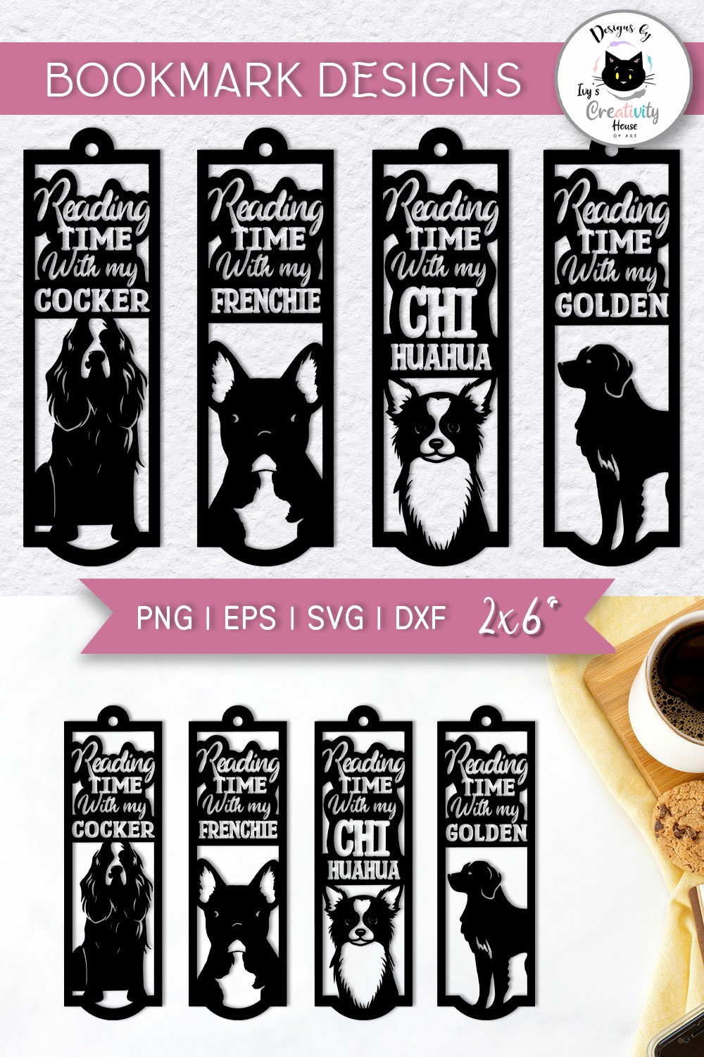 Paper Cut Dog Bookmarks | Dog Bookmark SVG Designs