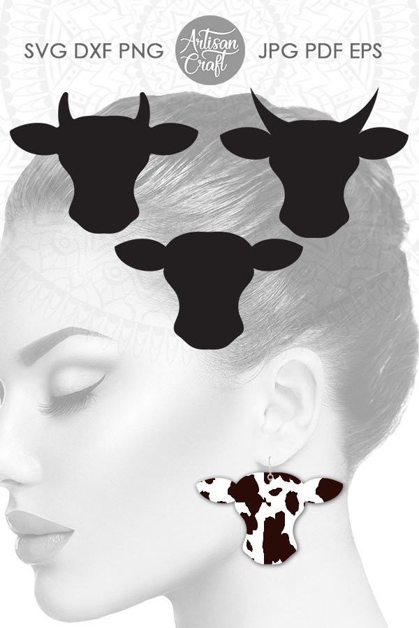 Cow earrings SVG, cut file, cow head, cow face