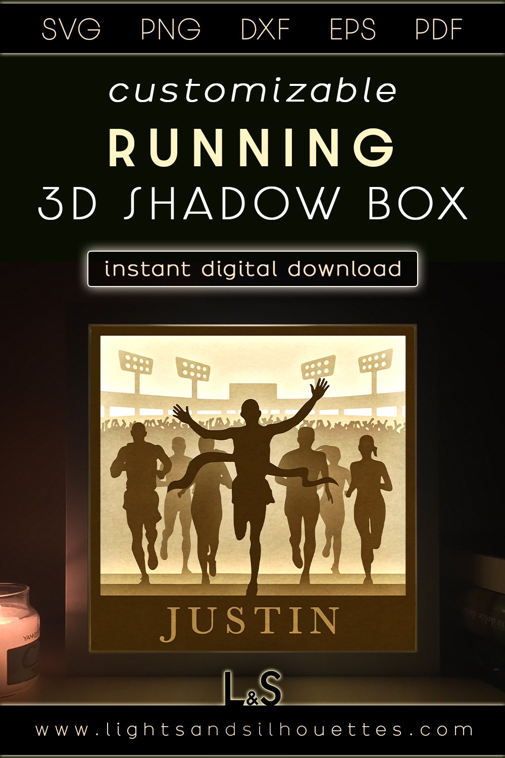 Customizable Running Shadow Box Svg Design | Lightbox Svg