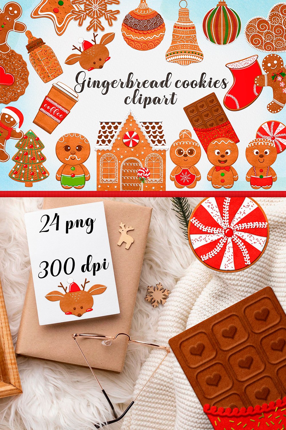 Gingerbread Christmas cookies clipart PNG.