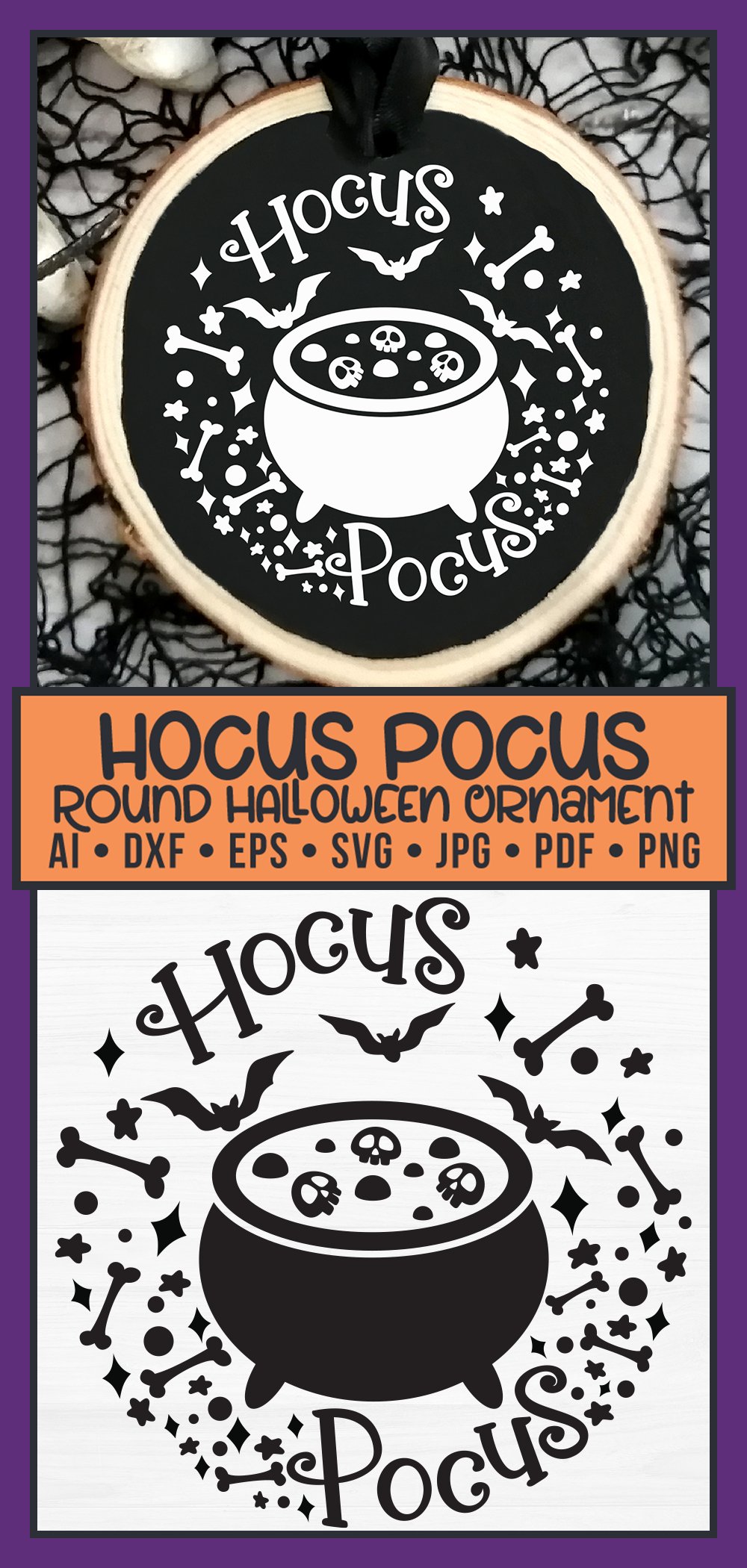 Hocus Pocus Round Ornament SVG