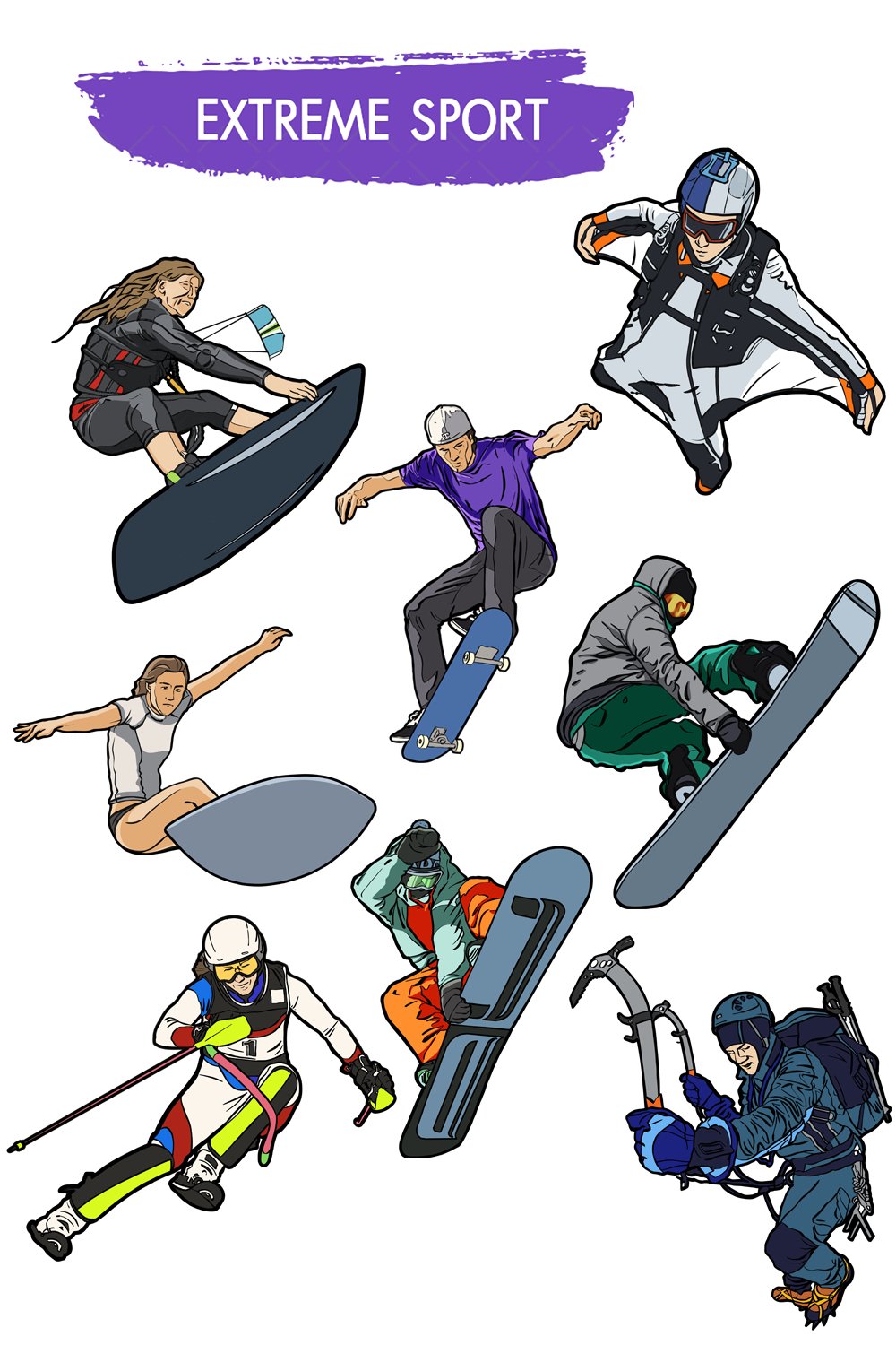 outdoor extreme sport athlete clip art illustration