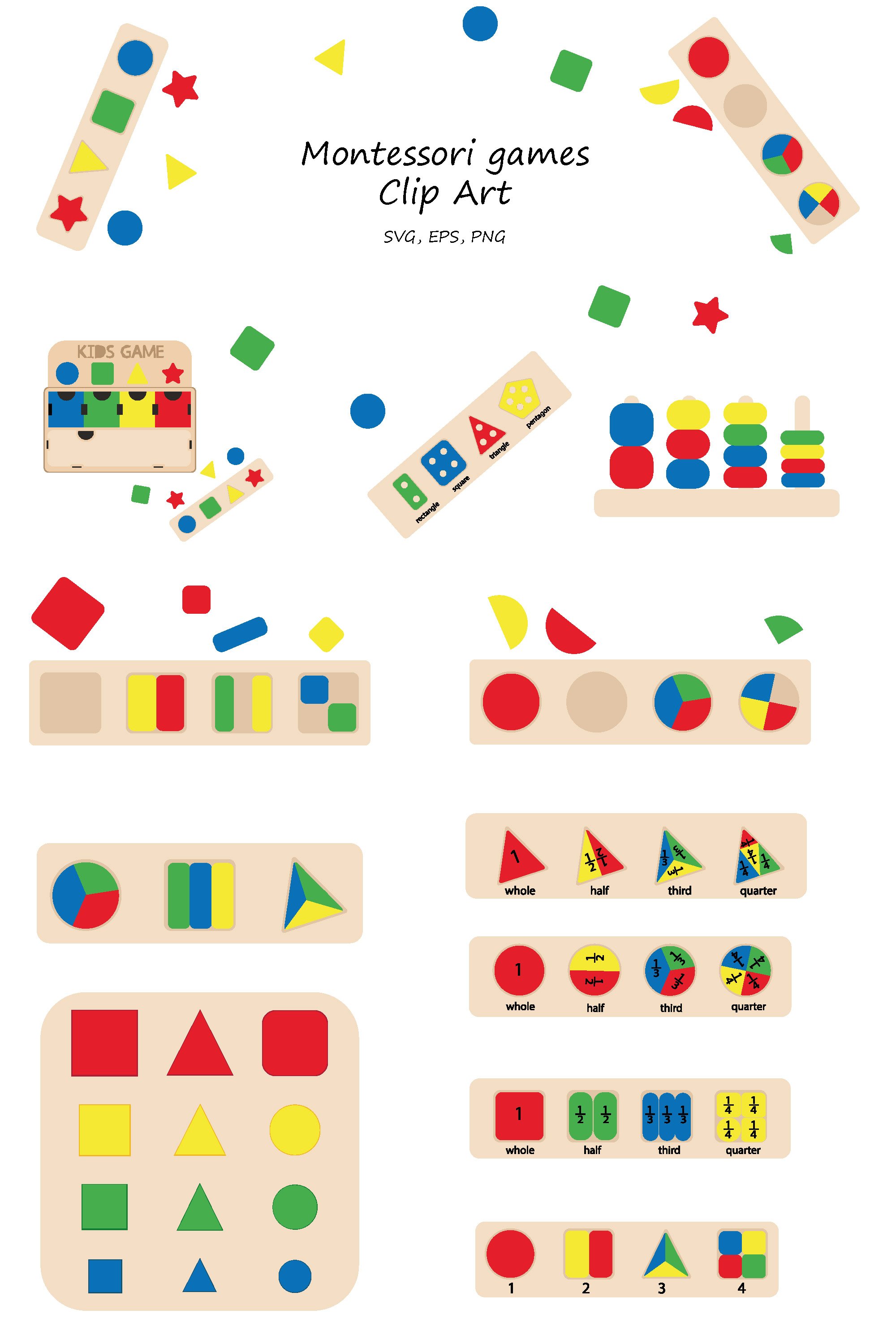 Montessori games Vector Clip Art / SVG Cut File