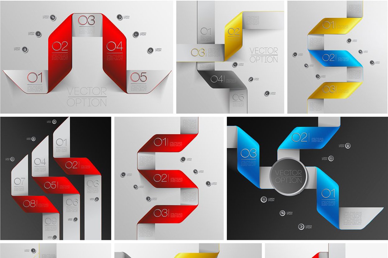 Lines infographics set