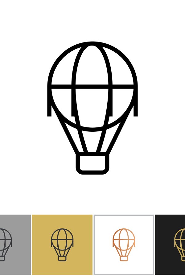 Air balloon icon, vintage airship sign