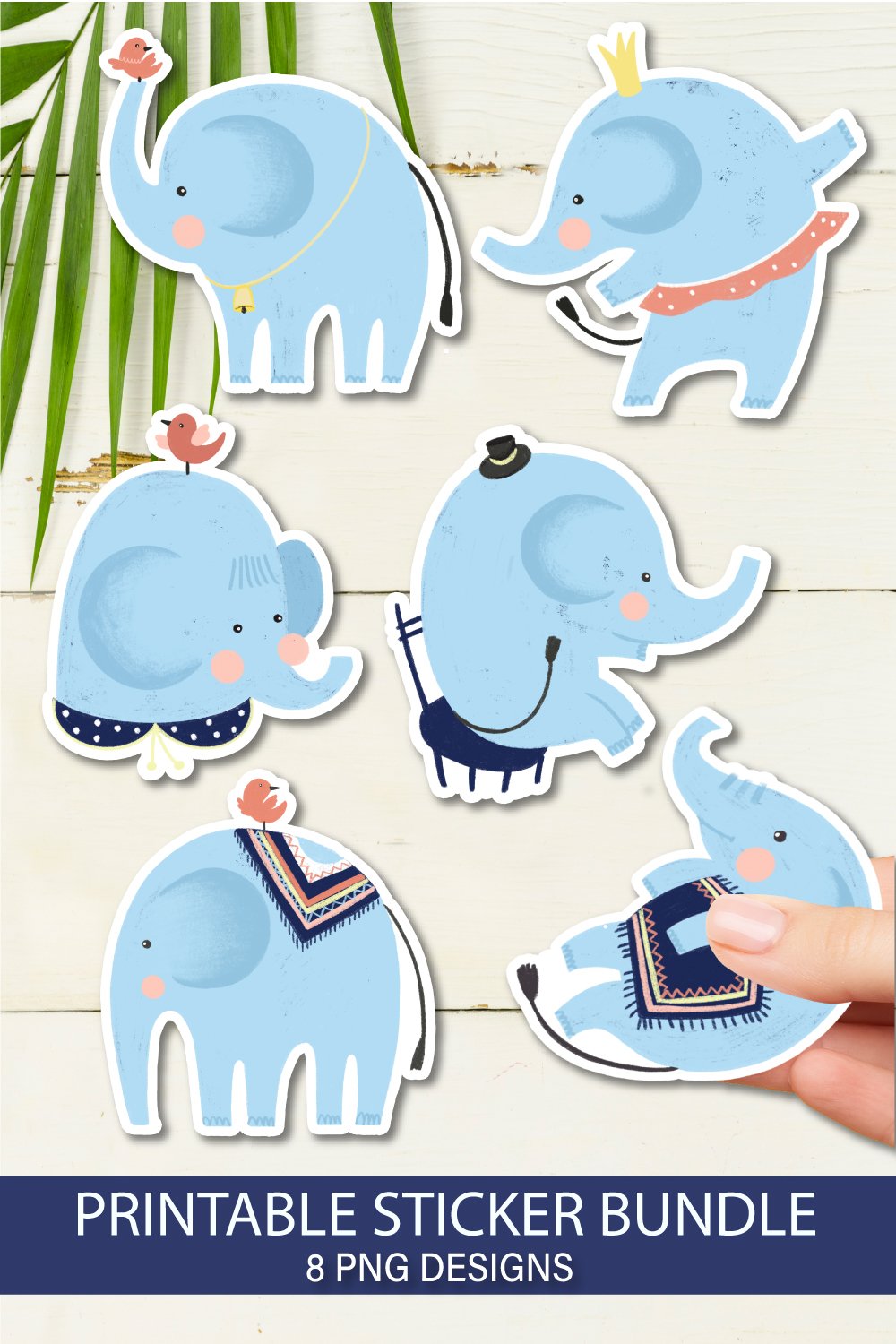 Elephants bundle png / Printable Stickers