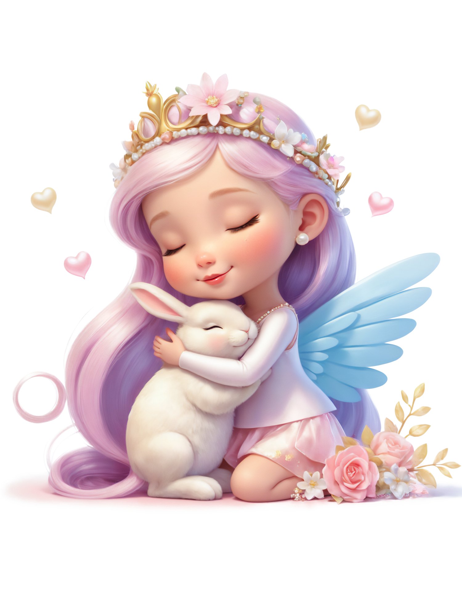 Disney Princess and Bunny Cute Cartoon Art, Clipart Png