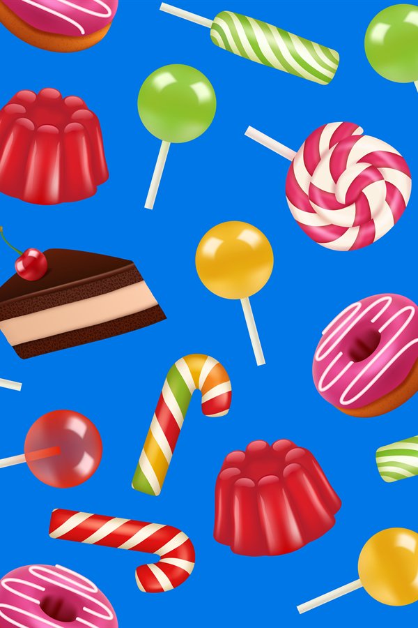 Vector realistic sweet candy pattern or background illustrat