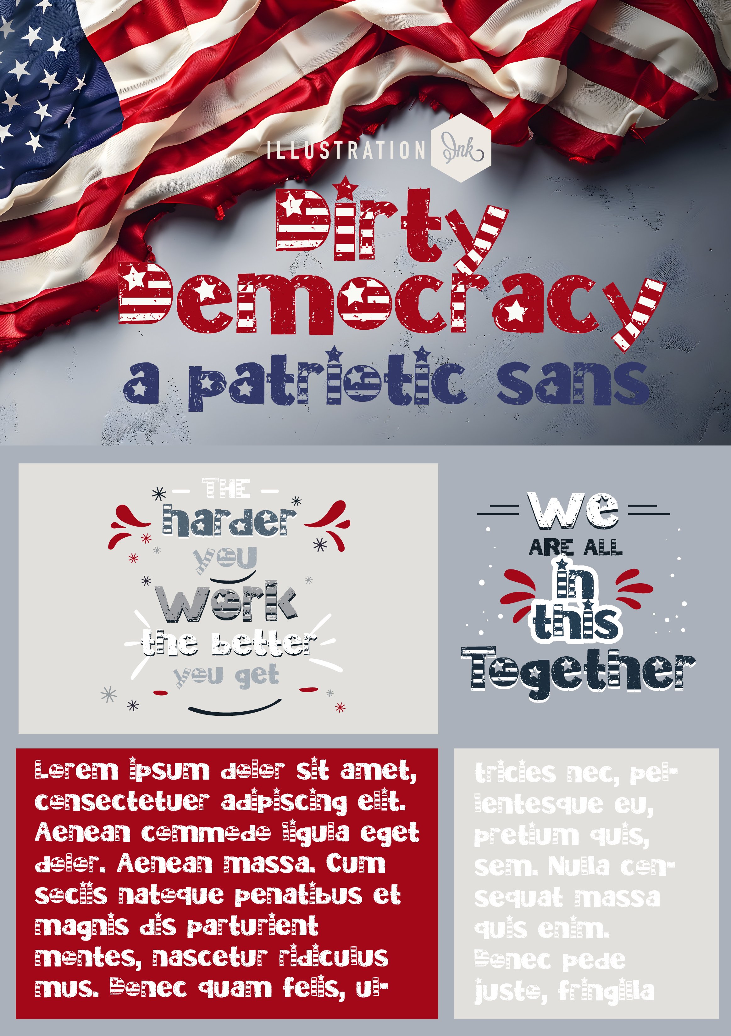 Hand-crafted, patriotic font