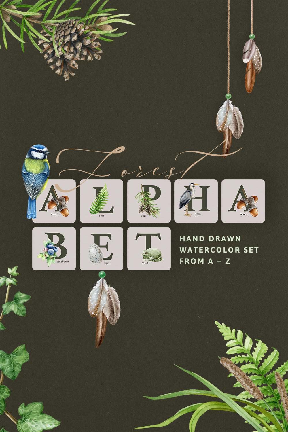 Forest Alphabet Watercolor set